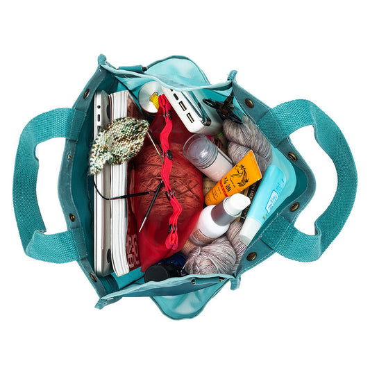 della Q Maker's Tall Mesh Tote - Teal | Jimmybeanswool.com